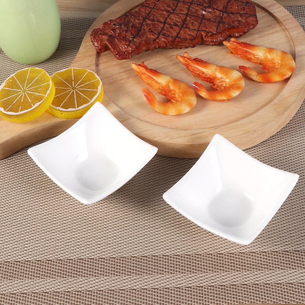 2 Pcs Snack Dishes Pure White Ceramic Sauce Dishes... – Grandado