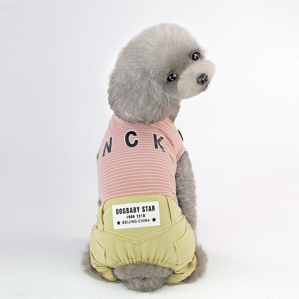 Striped Pet Clothes Puppy Cute Pajamas Dogs Cotton... – Grandado