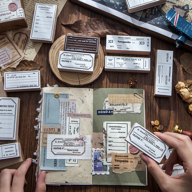 Retro Tickets Collection Backgound Hout Stempel Pl... – Grandado