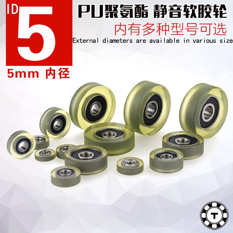 PU rubber bearing 625 embedded 605 bearing pulley ... – Grandado