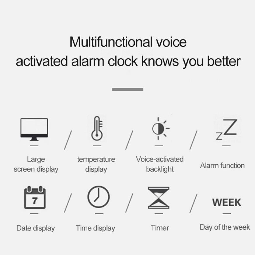 Led Bureau Digitale Klok Geluid Controle Achtergro... – Grandado