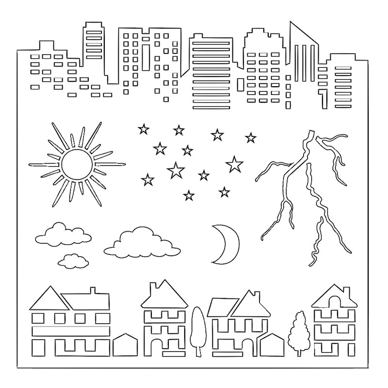 City Landscape Stencil for DIY Scrapbooking Decora... – Grandado