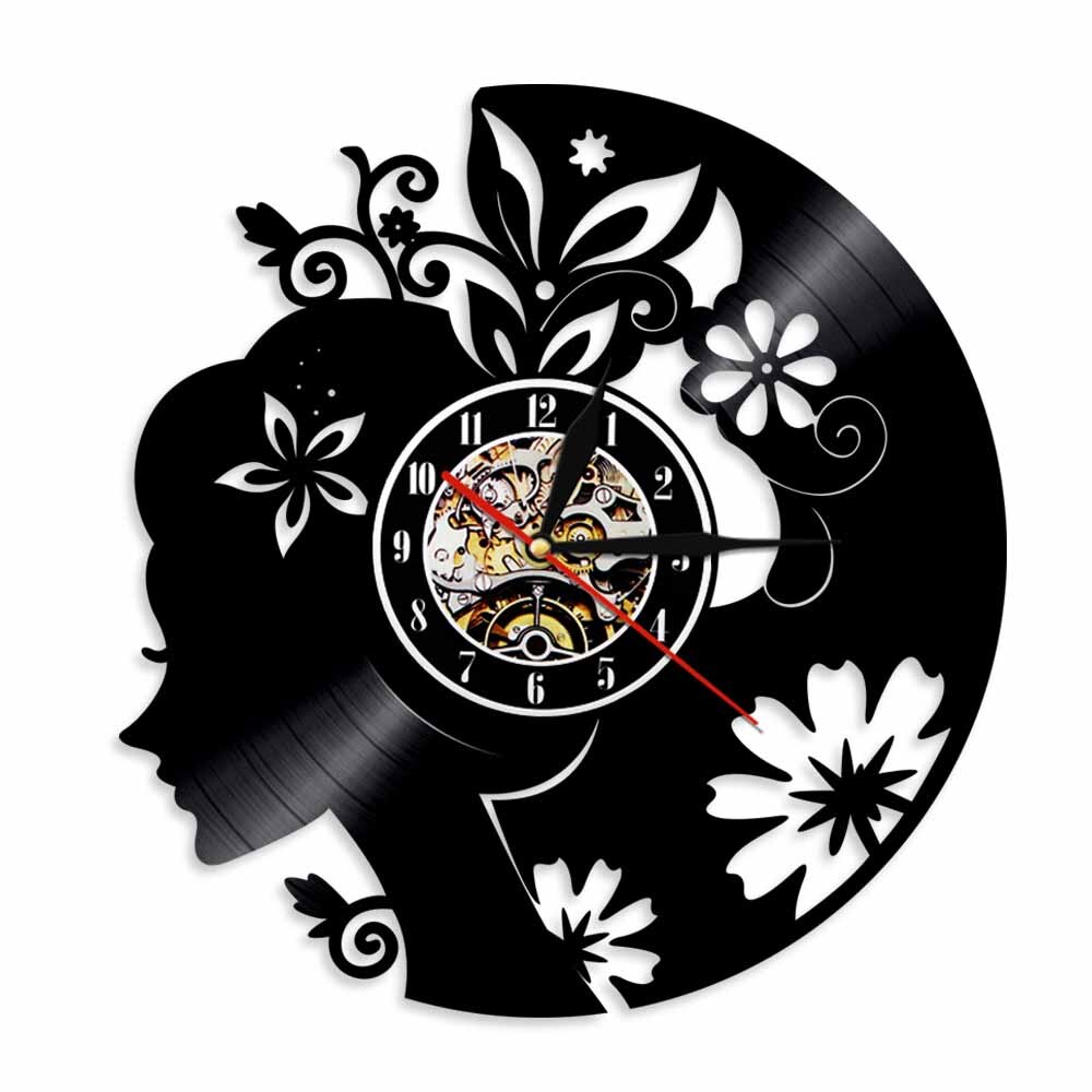 Beauty Girl Vinyl Record Wall Clock Beautiful Lady... – Grandado