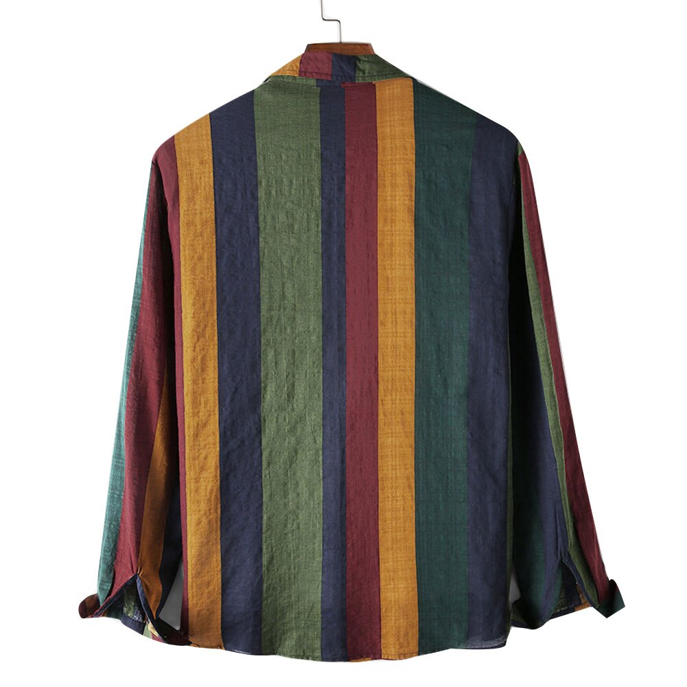 Vintage Streep Shirt Mannen Lange Mouw Blouse Kato... – Vicedeal