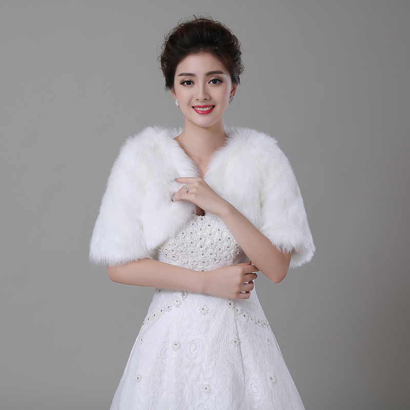 Half Sleeve Women Winter Wedding Faux Fur Jacket B... – Vicedeal