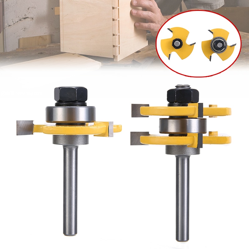 2 stuks 6.35mm Tong & Groef Router Bit Set T-type ... – Grandado