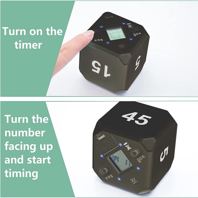 Cube Timer Kitchen Timer Gravity Sensor Flip Medit Grandado