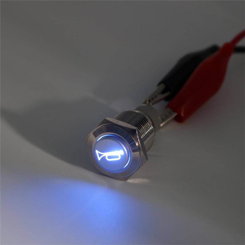 12V 19mm Auto Reset Switch Knop Momentary Blue LED... – Grandado
