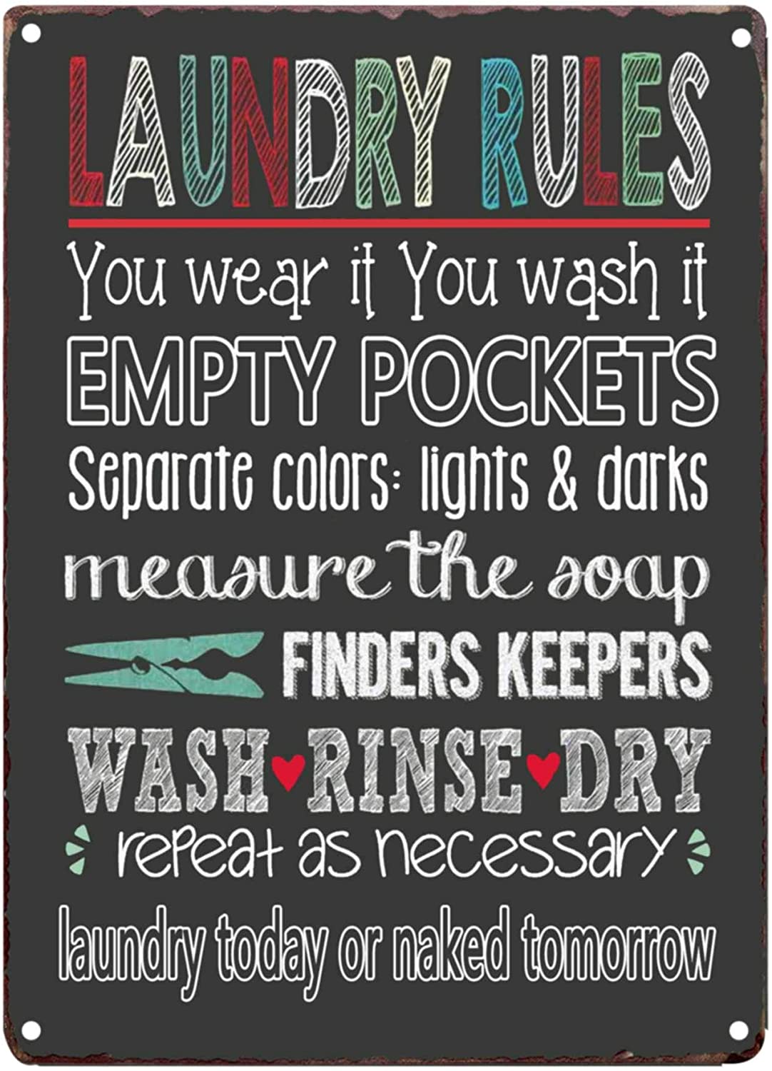 Laundry Rules Typography Wash Rinse Dry Vintage Di... – Grandado