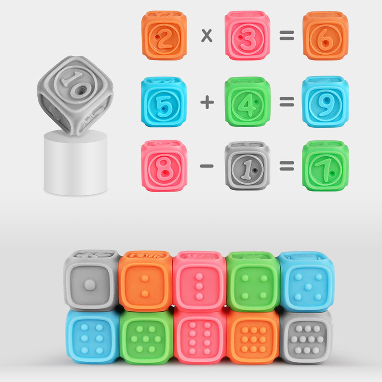 10Pcs Baby Soft Blocks Stackable Calculation Build... – Grandado