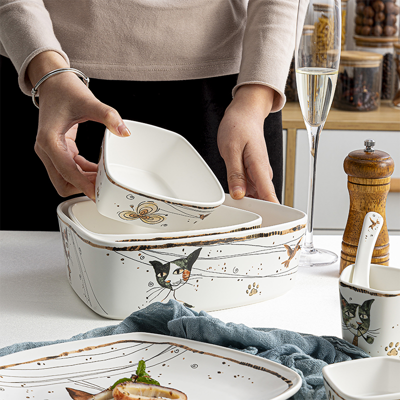 Cute Cartoon Cat Ceramic Tableware Household Soup ... – Vicedeal