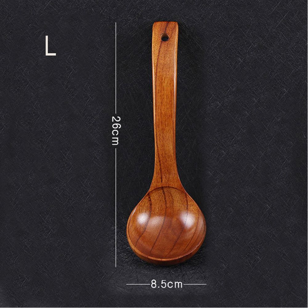 Grande colher de madeira natural longo lidar com s... – Grandado