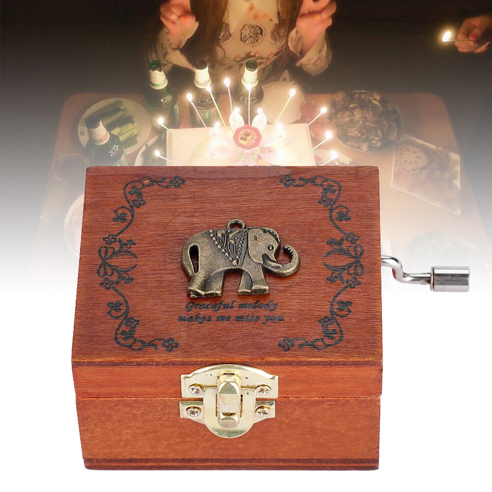 Wooden Music Box Elephant Tower Ballet Owl Engrave... – Grandado