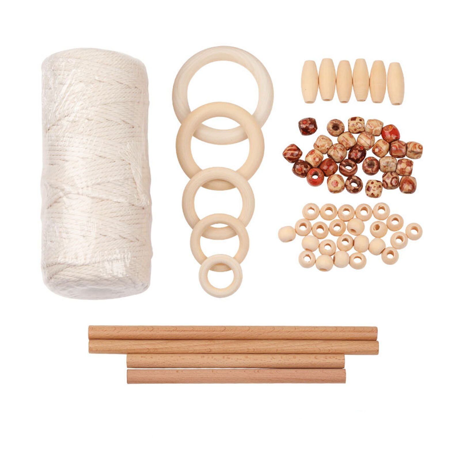 Macrame Cord Kit Natural Cotton Rope With Wood Rin... – Vicedeal