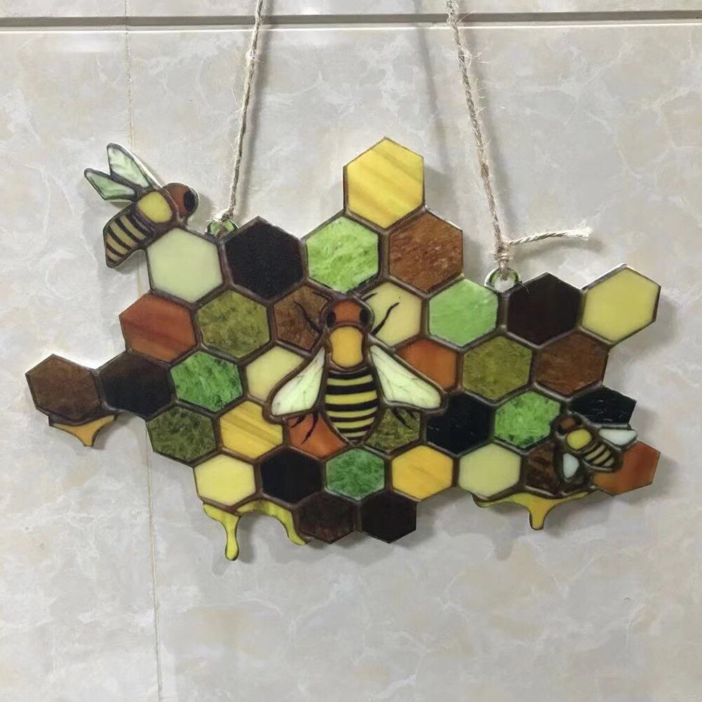 Color Bee Glass Pendant Crafts Bee Hang Up Decorat... – Grandado