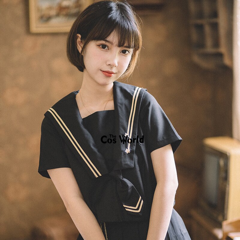 [The Night Meteor] Black Summer Navy Sailor Suit T... – Grandado