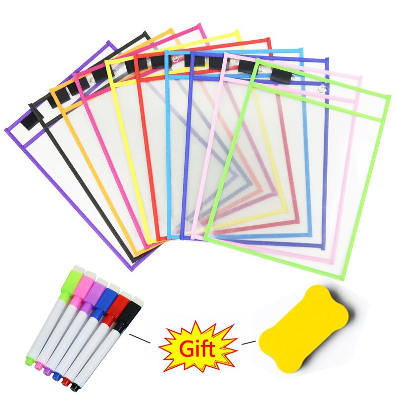 10pc Reusable Dry Erasable Pockets Transparent Wri... – Vicedeal