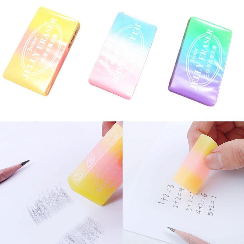 Kawaii Three-color Jelly Eraser Novelty Stationery... – Grandado