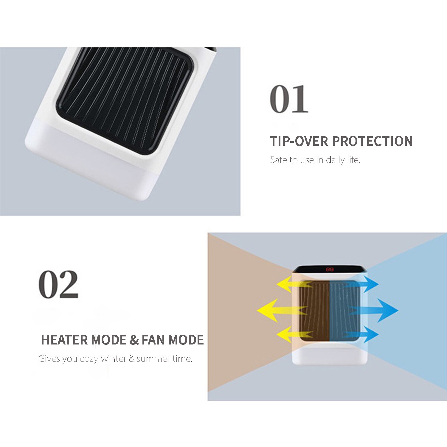 Electric Space Heater Fan with Timer Light LCD Dis... – Vicedeal