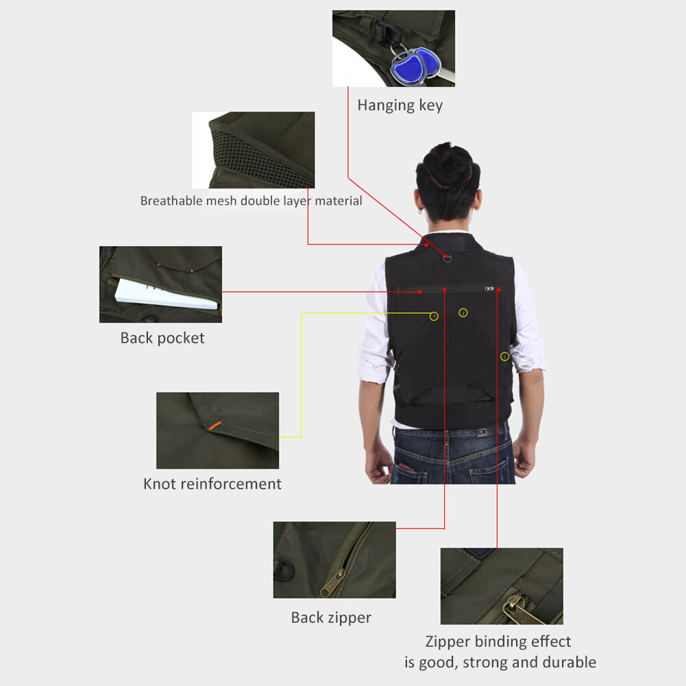 Vissen Jas Sneldrogende Vestt Multi-Pocket Vest Ou... – Grandado