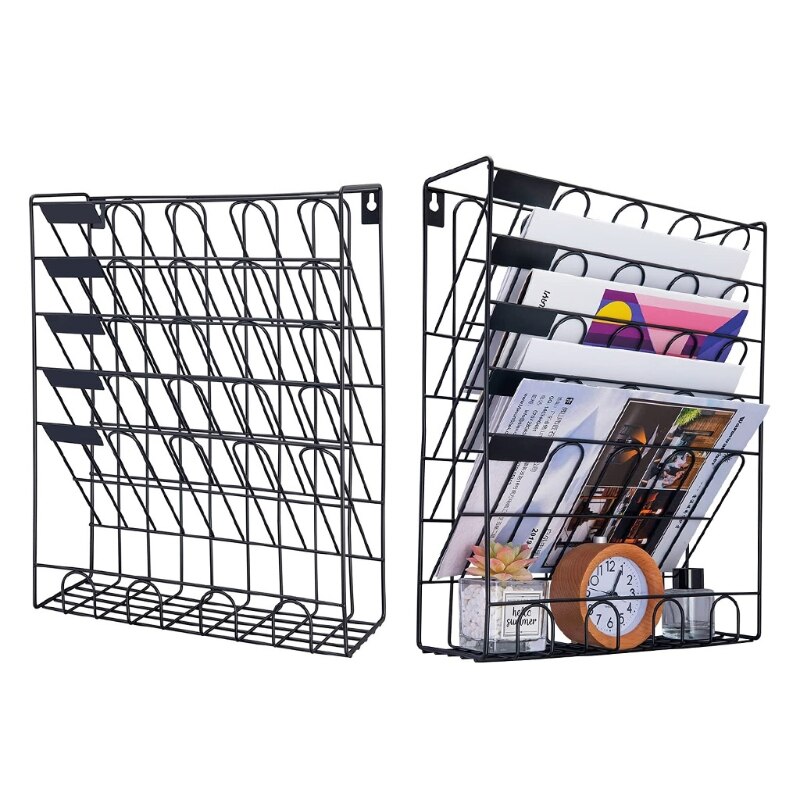Hanging File Holder 6 Tier Wall Mount File Organiz... – Vicedeal