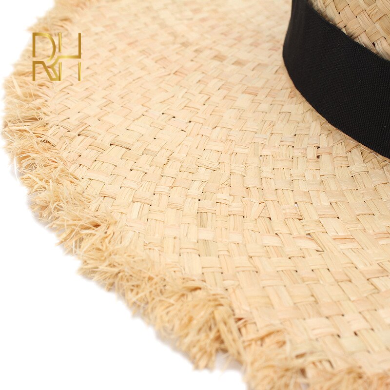 Rh kvinder stråsejler solhat sommer sort bånd raff... – Grandado