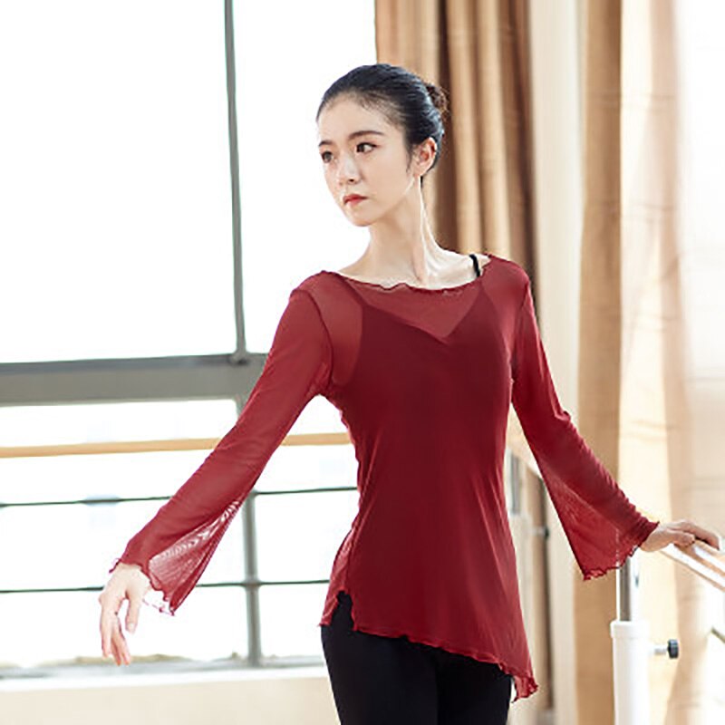 Women Stretch Mesh Long Flare Sleeve Ballet Dance ... – Vicedeal