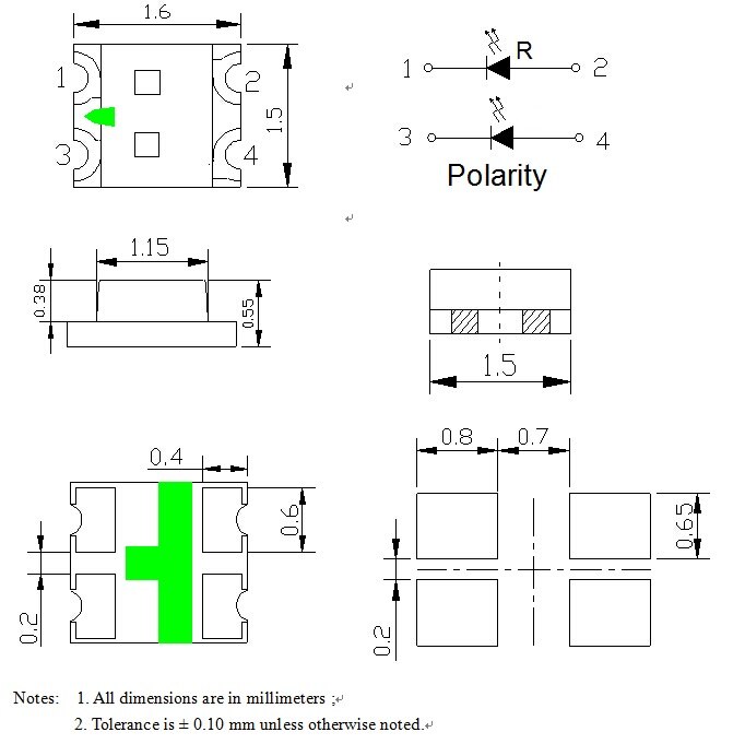 SMD0605 100pcs SMD LED 0603 Bi-Color Red-Blue/Gree... – Grandado