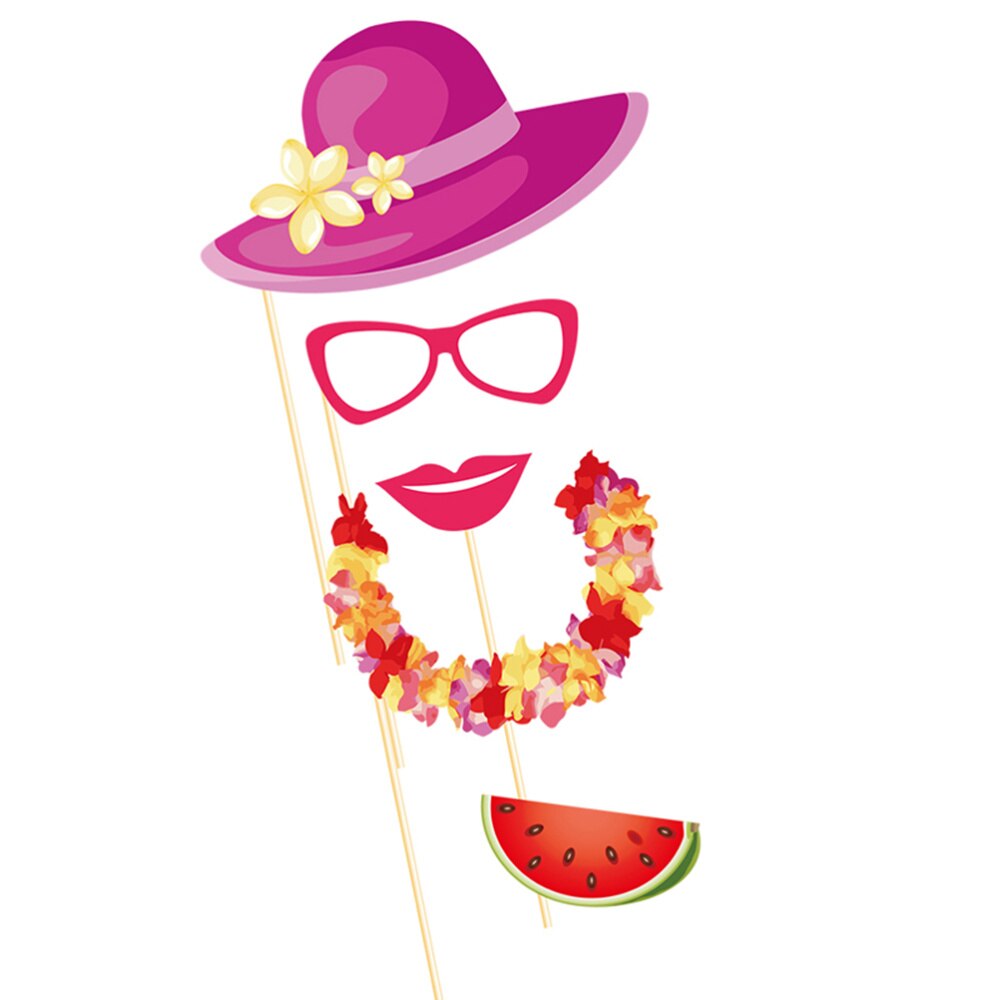 28pcs Hawaii Photo Booth Props Kit Beach Vacation ... – Grandado