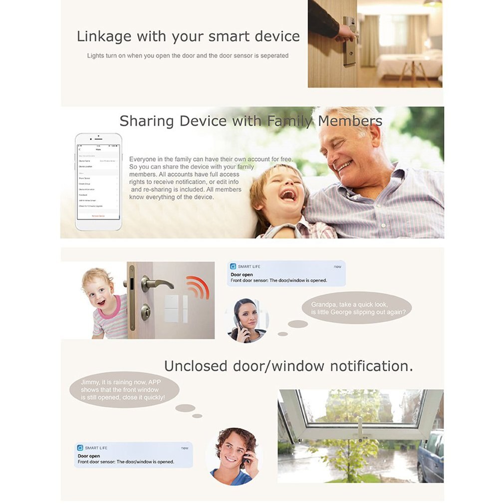 WIFI Tür Sensor APP Kontrolle Sicherheit Alarm Mag... – Grandado