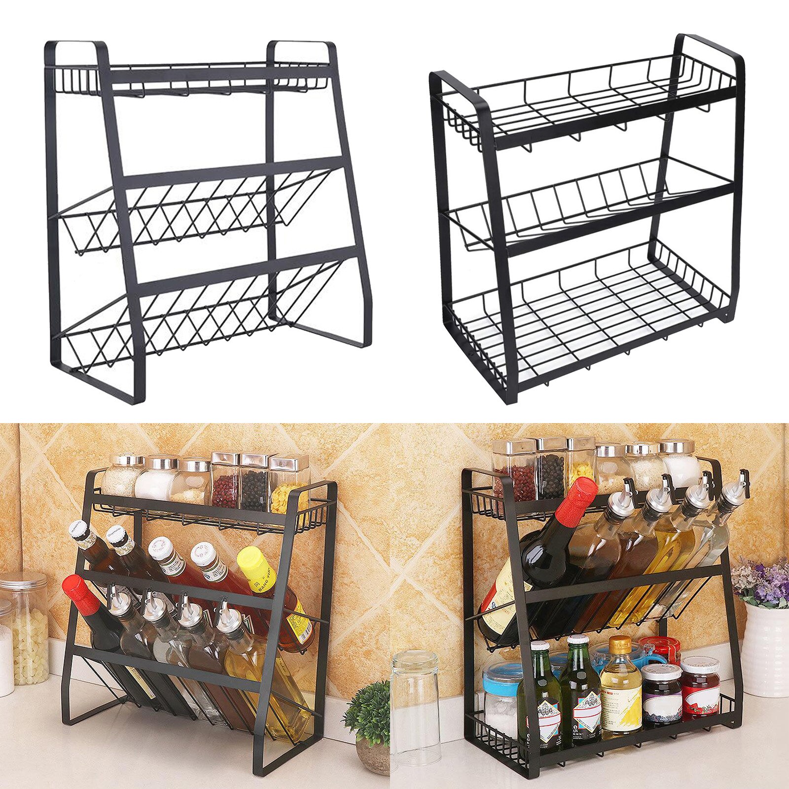 Stainless Steel 3 Tier Pull Down Spice Rack Storag... – Vicedeal