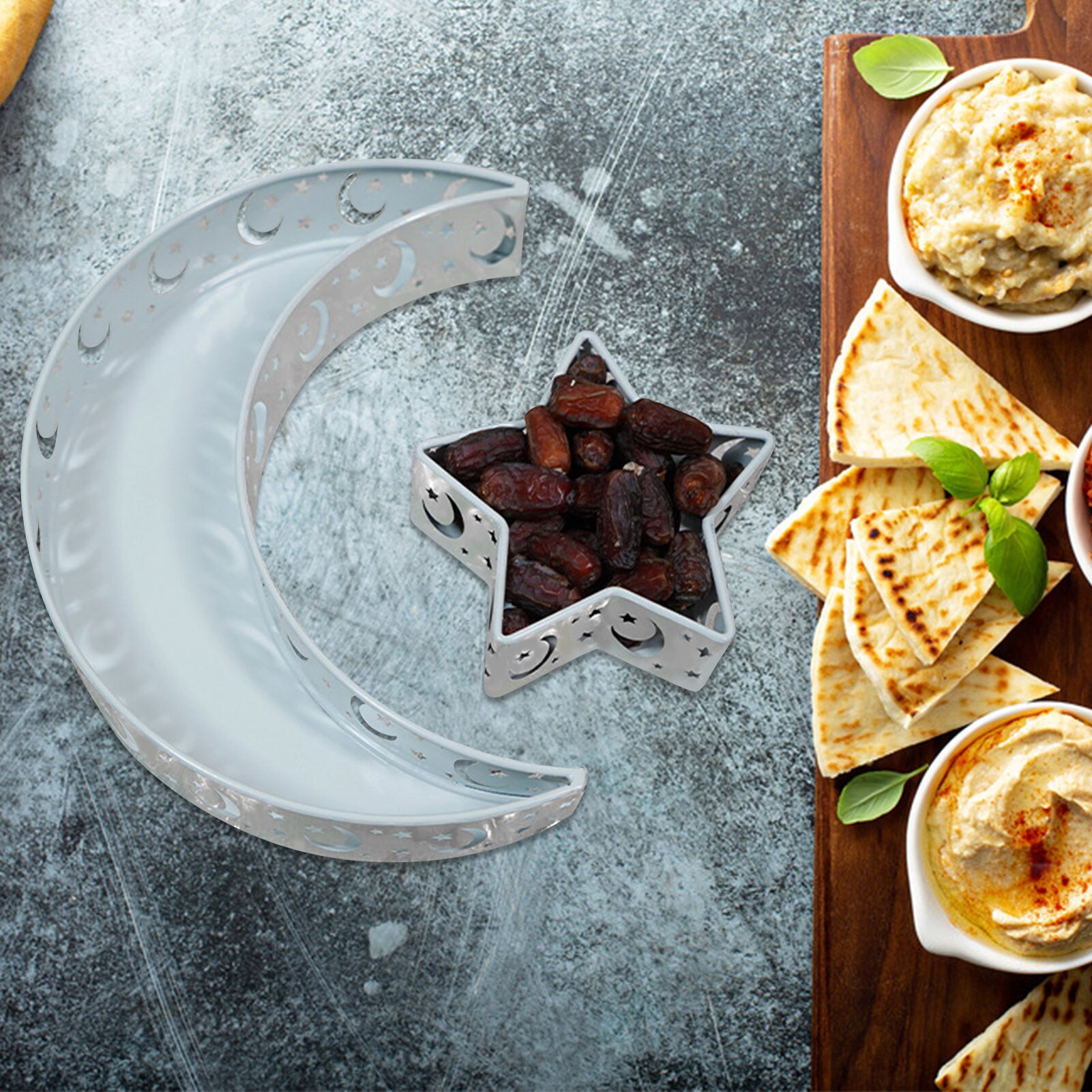 Eid Mubarak Moon Star Food Lade Servies Dessert Vo... – Grandado