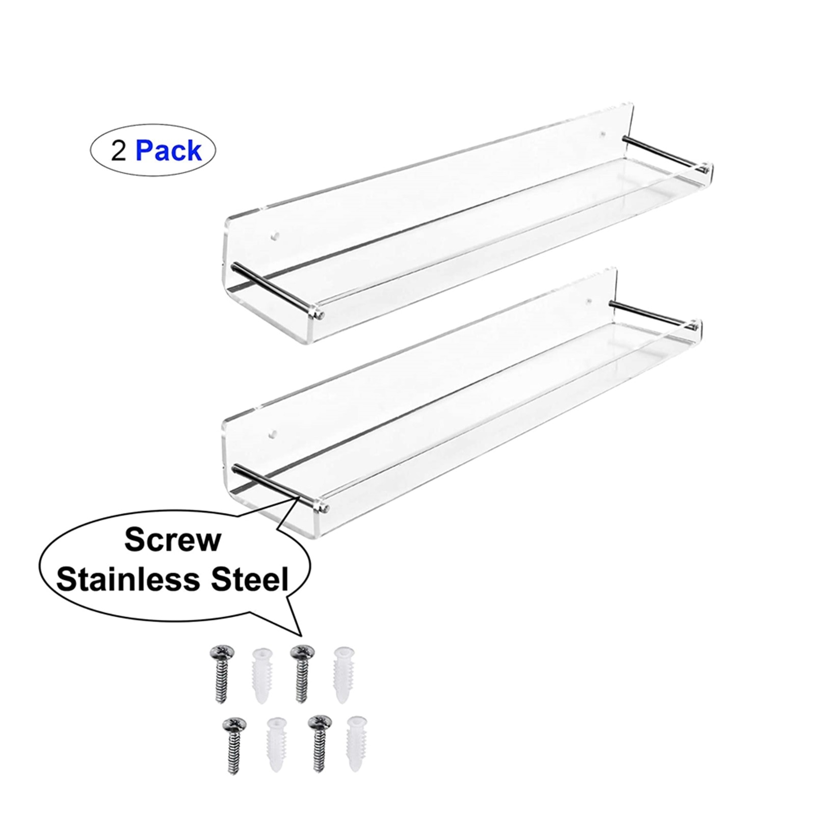 Wall Mount Clear Acrylic Floating Shelf Shelves Ba... – Grandado