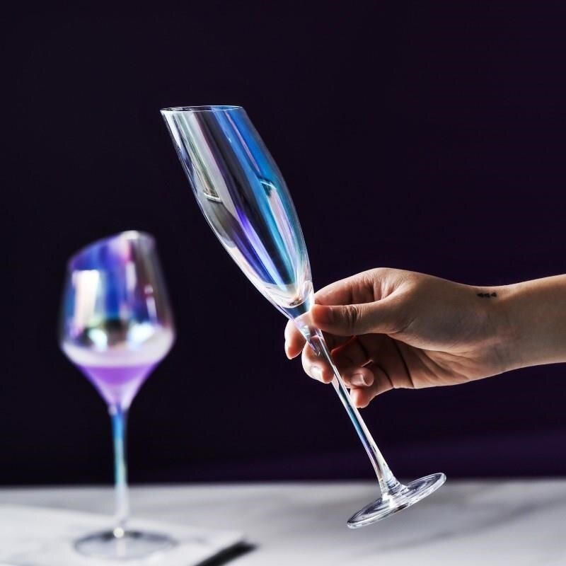Rainbow ion plating crystal glass wine tilt glasse... – Grandado