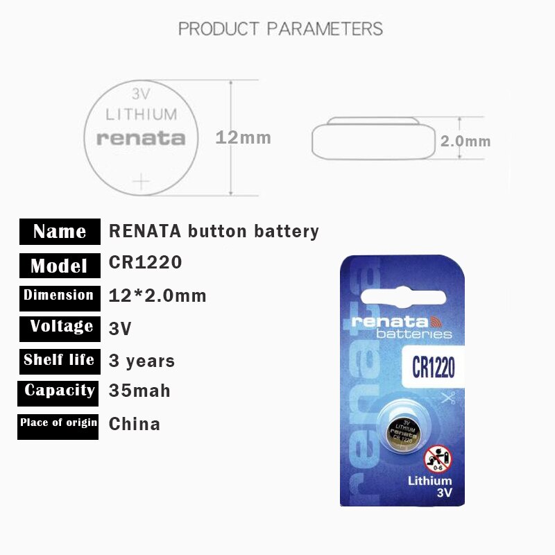 6X renata 1220 Original lithium Battery CR1220 3V ... – Vicedeal