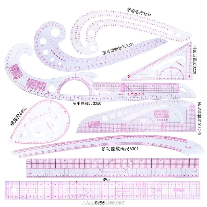 9pcs Sewing French Curve Ruler Measure Dressmaking... – Vicedeal
