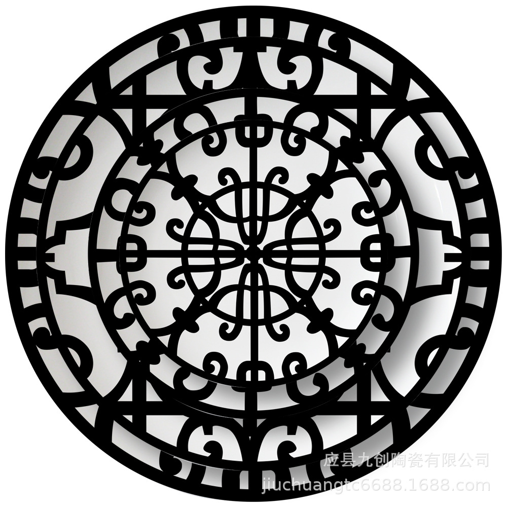 Bone china plate Nordic black iron ceramic plate s... – Grandado