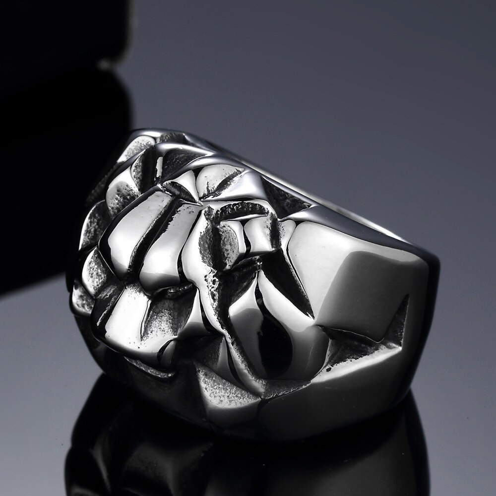 Anillo tipo sello de cabeza de león para hombre, d... – Grandado