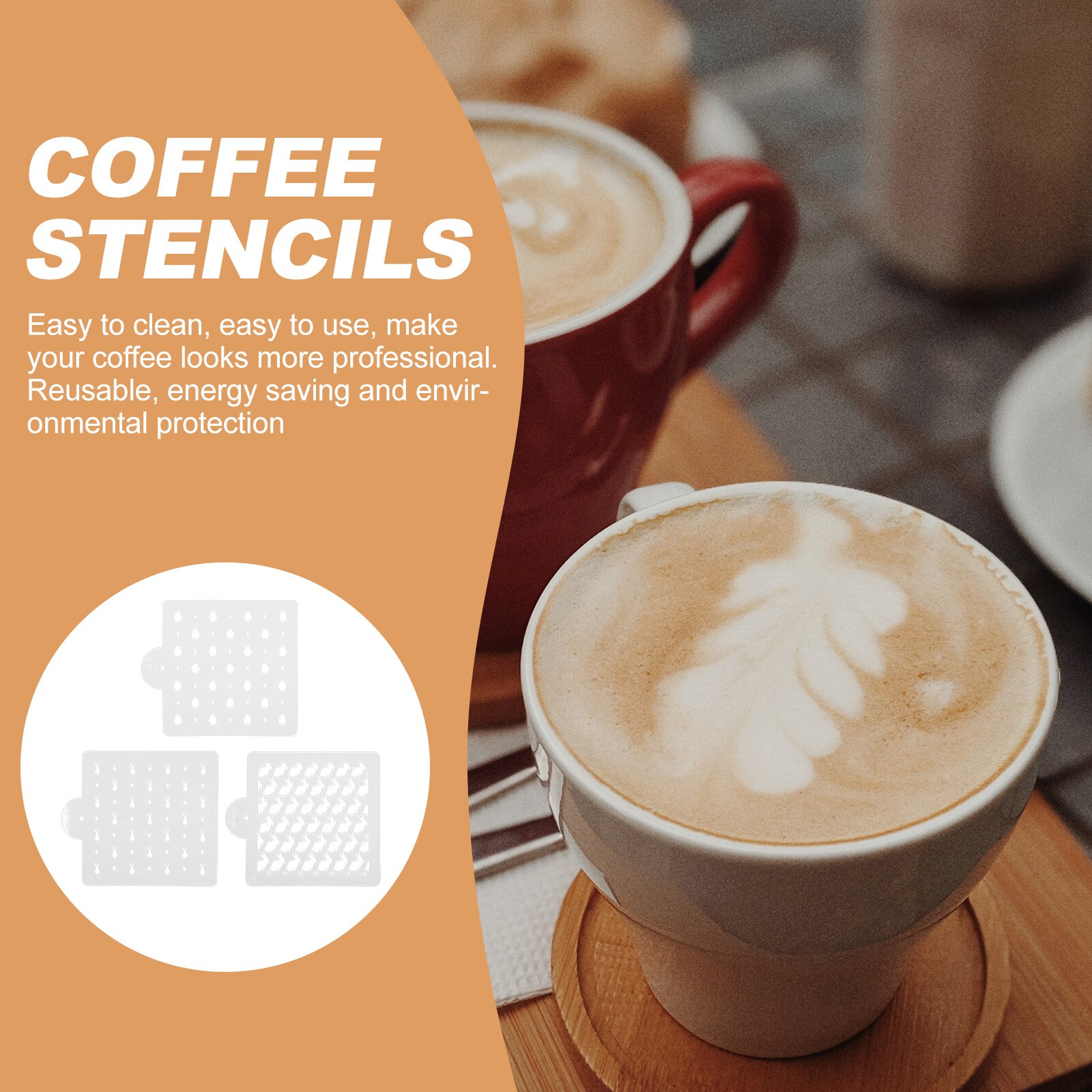 3Pcs Coffee Stencils Chocolate Stencil Coffee Art ... – Grandado