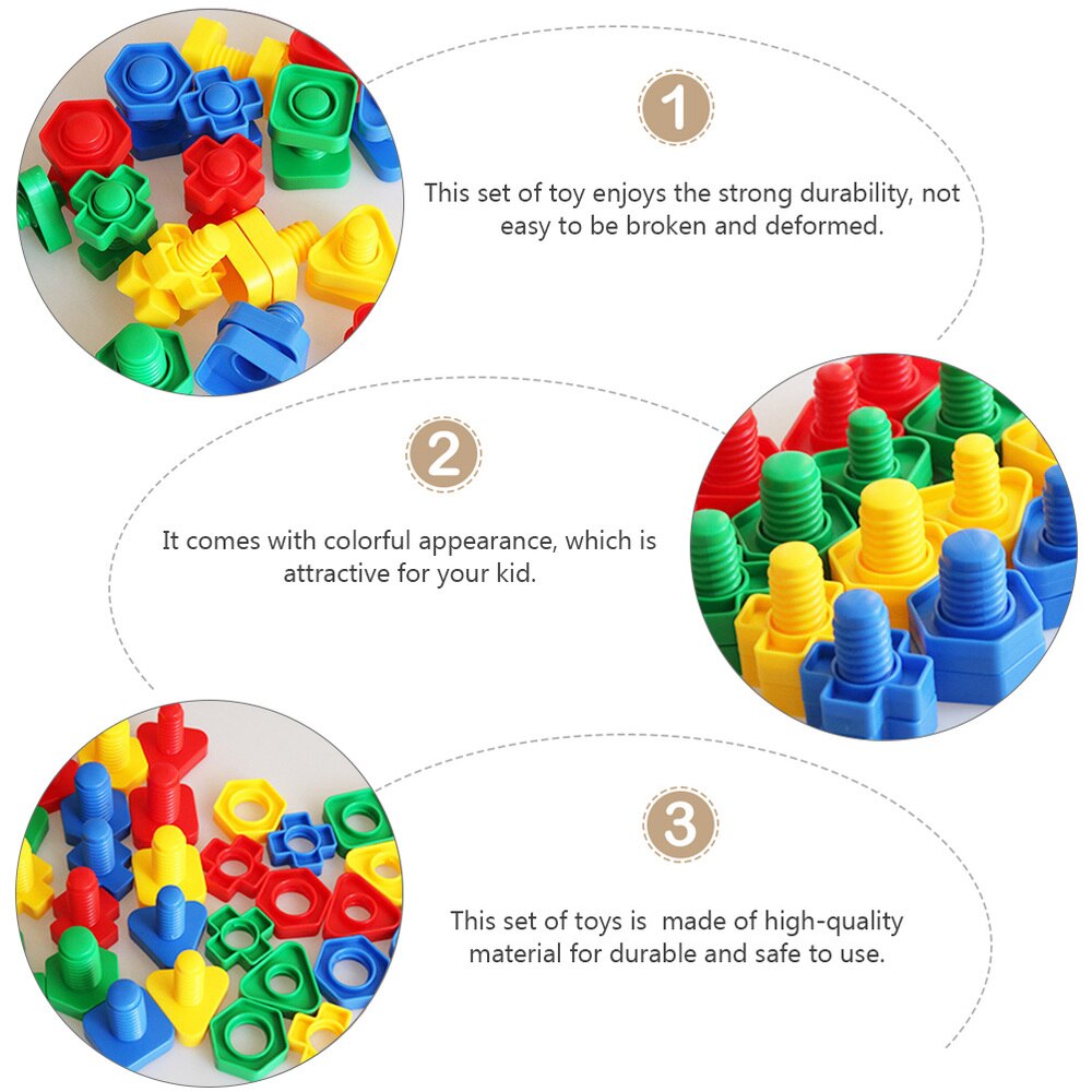 16 Pairs Plastic Colorful Screw Educational Toy Co... – Grandado