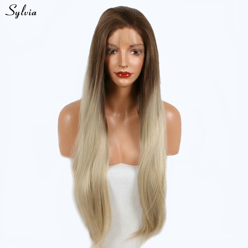 Sylvia Natural Brown Wig Ombre Blonde Two Tone Str... – Grandado