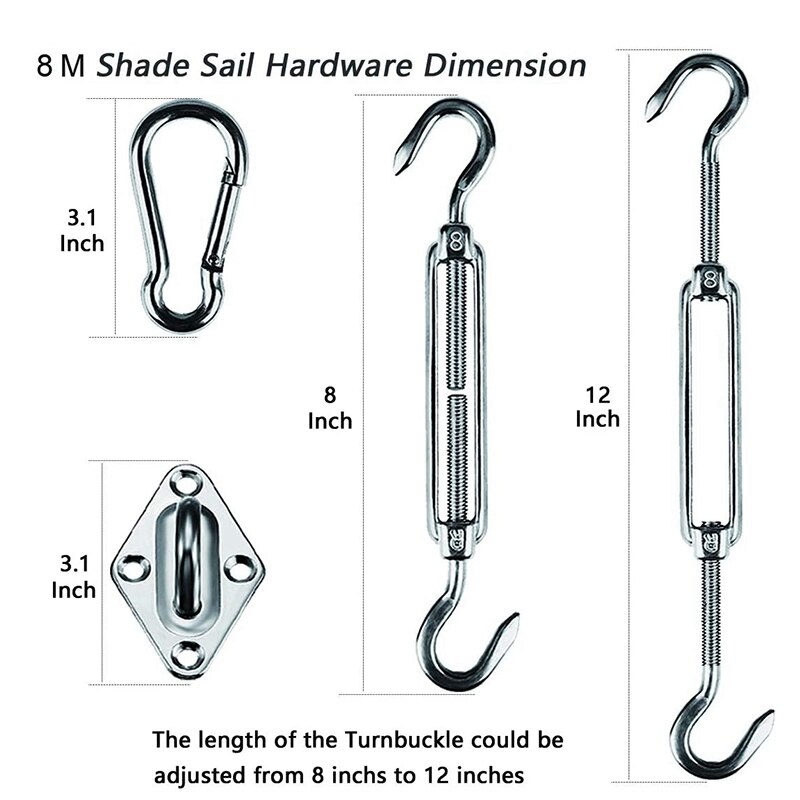 -Shade Sail Hardware Kit 8 Inches Stainless Steel ... – Grandado