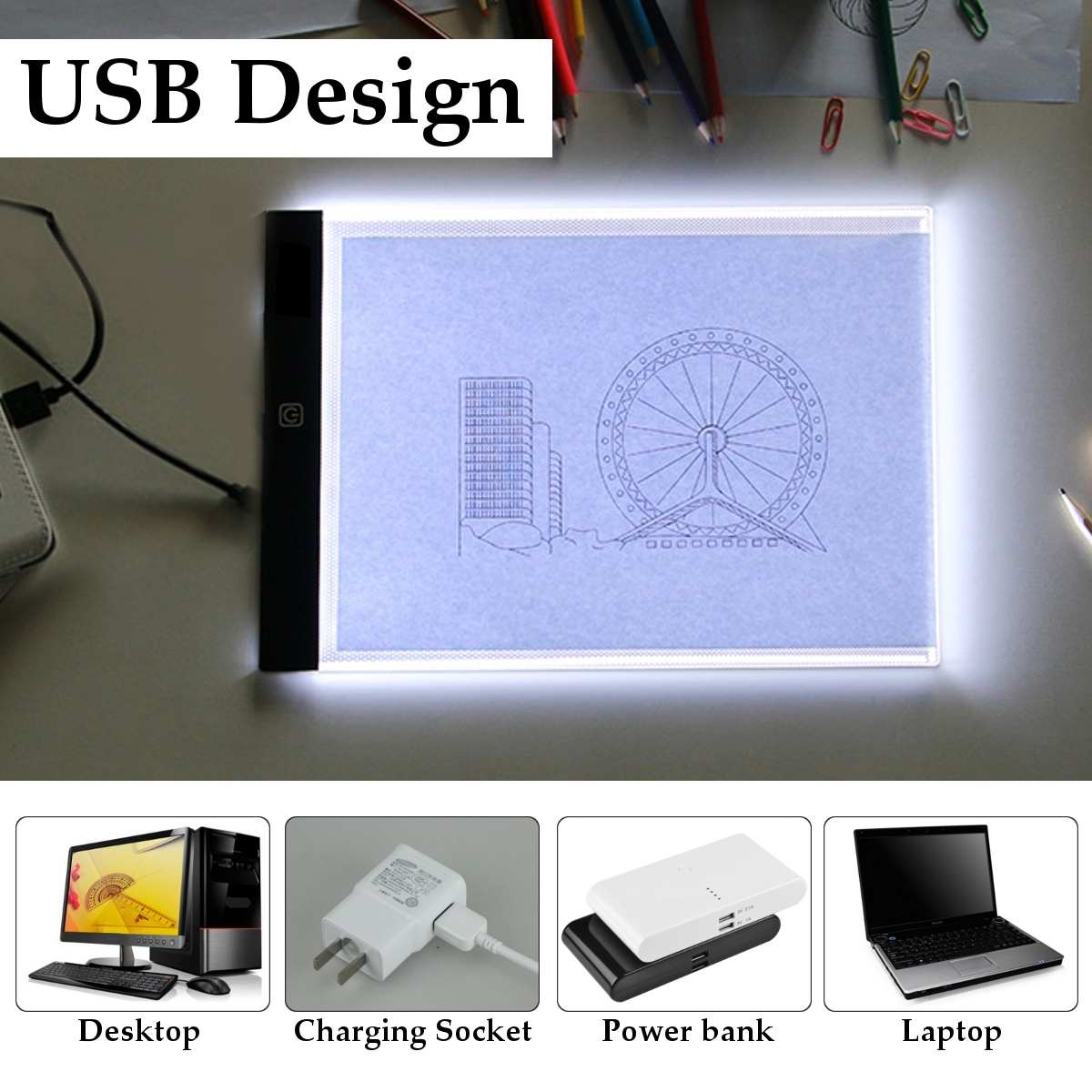 A5/A4 /A3 USB Powered Ultra-Thin LED Drawing Board Pad Animation ...