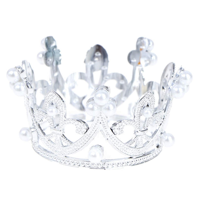 1Pc Mini Crown Cake Topper Crystal Pearl Tiara Kin... – Grandado
