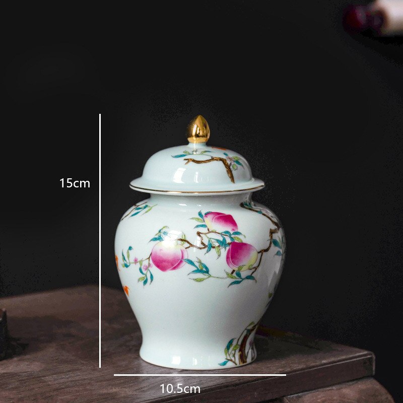 Retro Platte Perzik Keramische Thee Opslagtank Siz... – Vicedeal