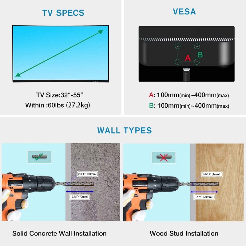 NB North Bayou P4 Full Motion Articulating TV Wall... – Grandado