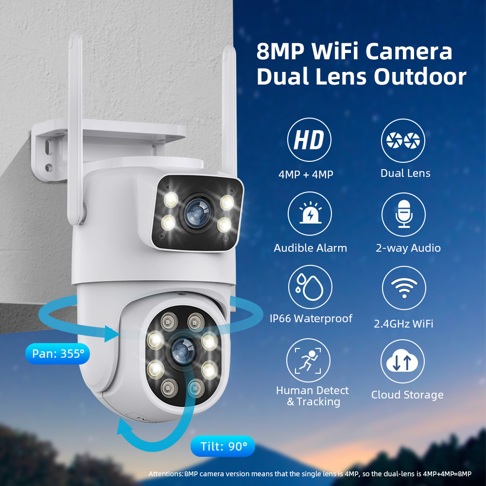 4K 8mp Ptz Wifi Camera Dual Lens Dual Screen Ip Ca... – Grandado