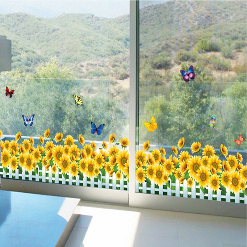 Golden Yellow Sunflower Fence Baseboard Wall Stick... – Grandado