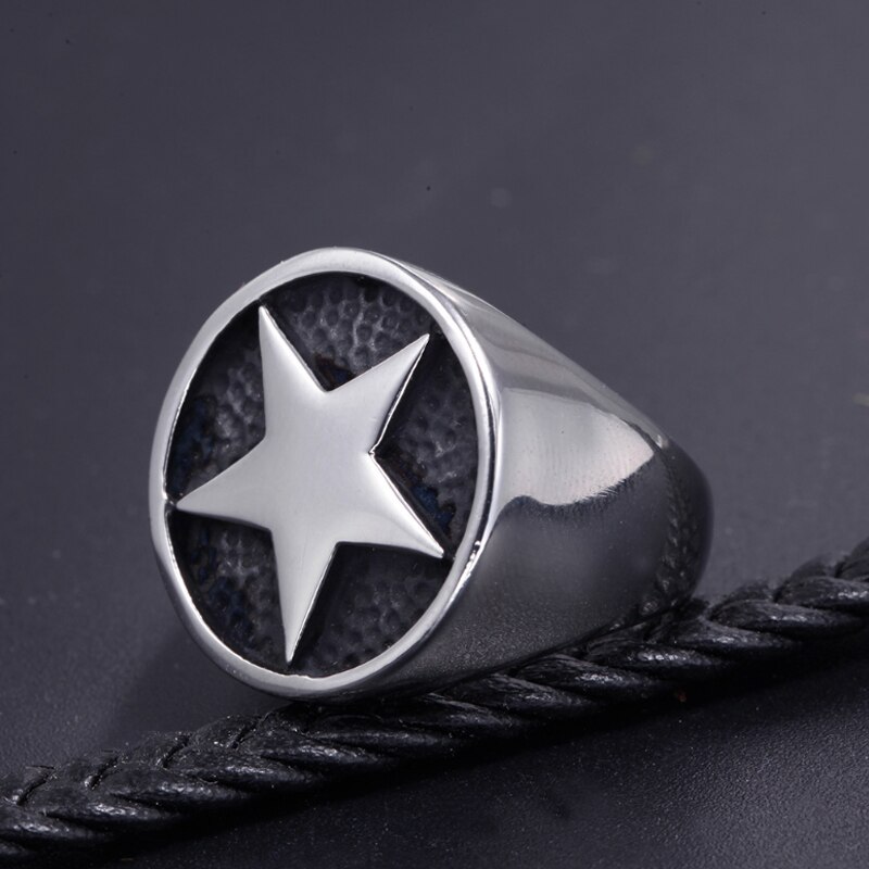 Classic Pentagram Star Pagan Ring Men Boys Stainle... – Grandado