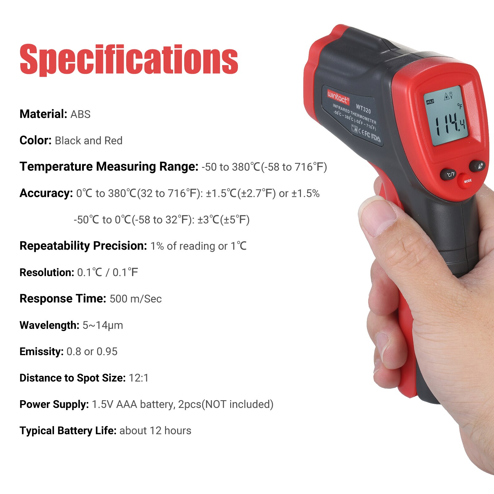 Wintact Non-Contact Infrared Thermometer Digital T... – Grandado